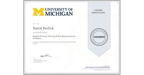 David Perlick On Linkedin Completion Certificate For Applied Plotting Charting And Data