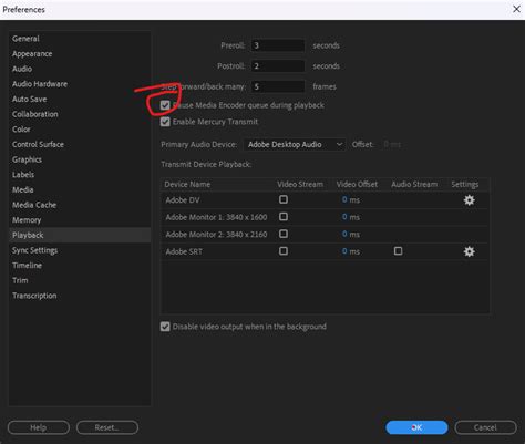 media encoder pause when playing in premiere fix uncheck this box r