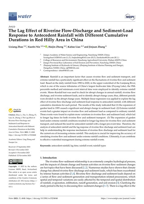 Pdf The Lag Effect Of Riverine Flow Discharge And Sediment Load