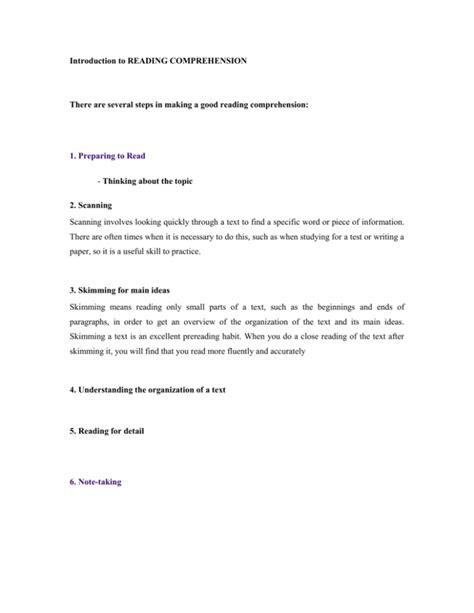Introduction To Reading Comprehension