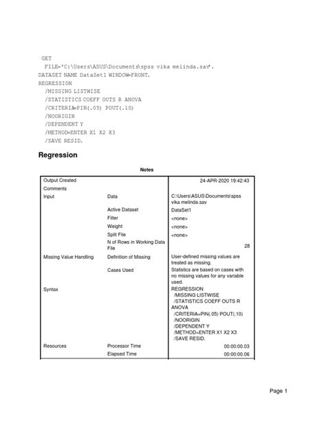 Output Pdf Errors And Residuals Dependent And Independent Variables