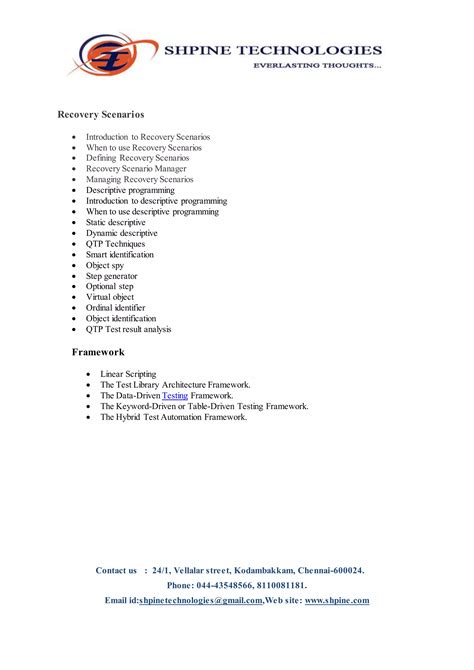 Qtp Automation Testing Syllabus Docx Web Development Internet