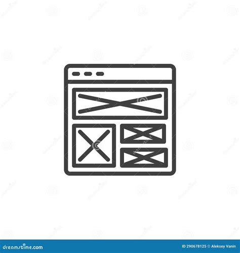 Website Development Line Icon Stock Illustration Illustration Of Pixel Wireframe 290678125