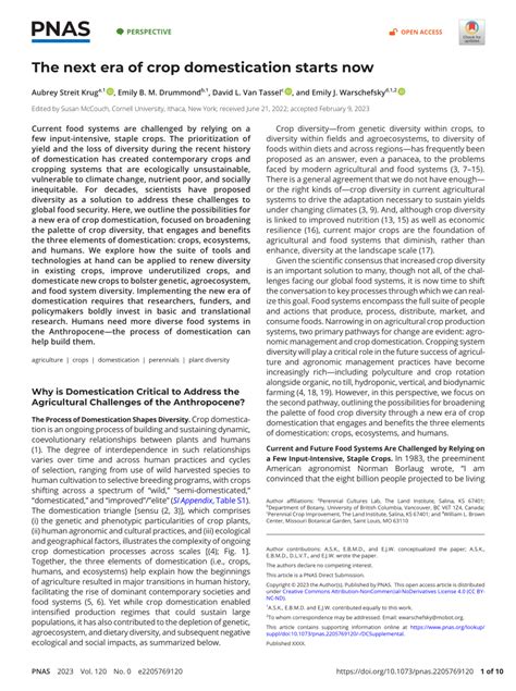 Pdf The Next Era Of Crop Domestication Starts Now
