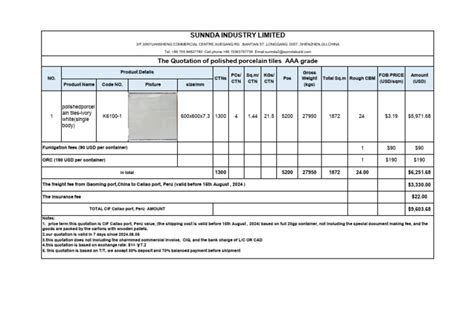 20240805 The Quotation List Of The Polished Porcelain Tiles For Fidel