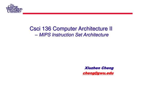 Ppt Csci 136 Computer Architecture Ii Mips Instruction Set