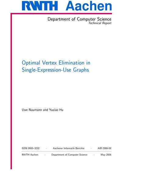 Pdf Optimal Vertex Elimination In Single Expression Use Graphs