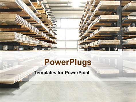 I View Of A Warehouse Powerpoint Template Background Of Warehouse Business Transportation Wh