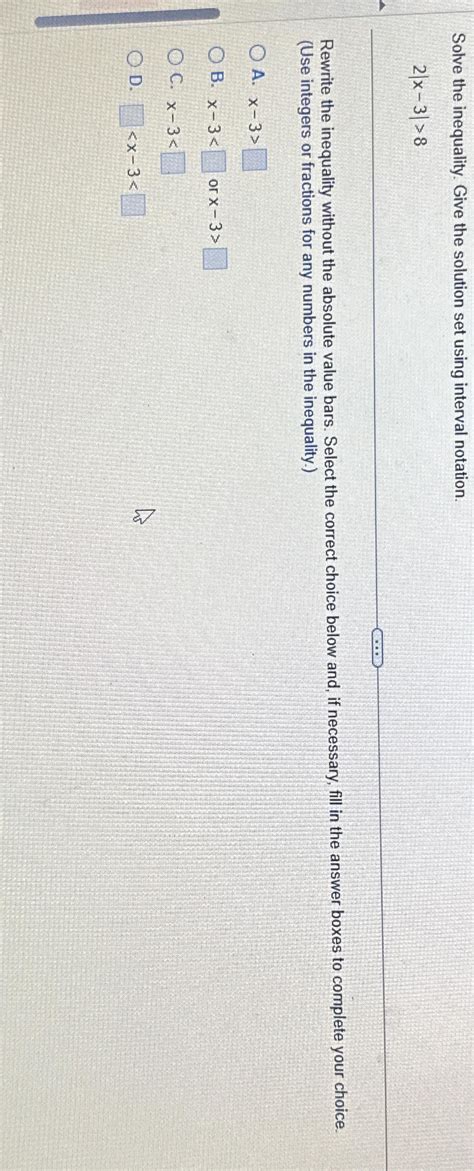 Solved Solve The Inequality Give The Solution Set Using Chegg Com