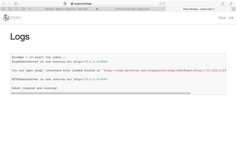 Connect To The Robot · Documentation Of The Poppy Platform