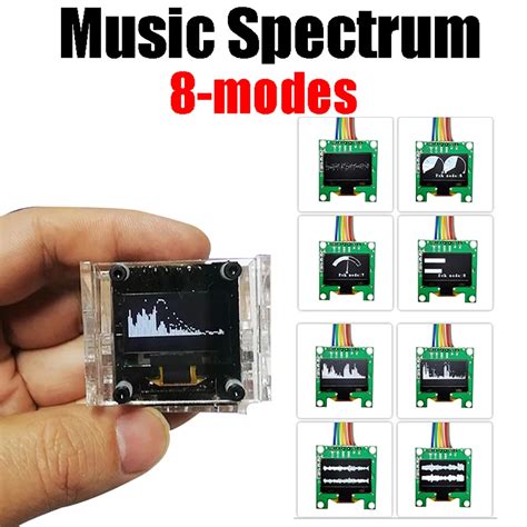 0 96 Oled Music Spectrum Display 8 Modes Level Indicator Rhythm Analyzer Vu Meter Stereo Audio 