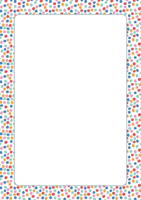 Polka Dots Pattern A4 Page Border Template