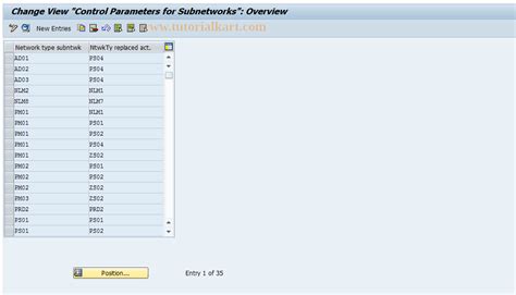 OPTP SAP Tcode Sub Network Parameters