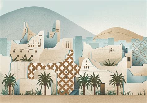 Diriyah Taste Of Arabia Geometric Art Prints Landscape Artwork