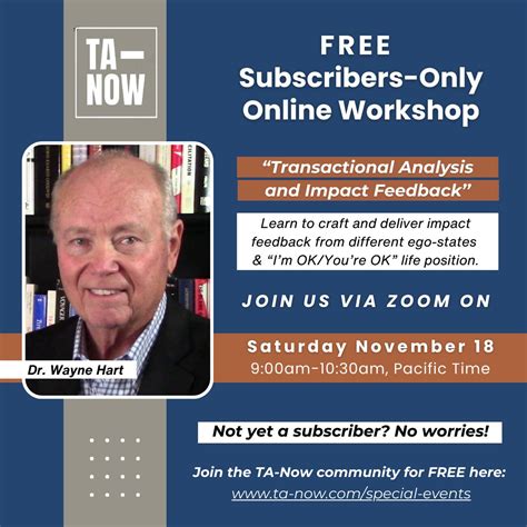 Join Us For A Free Workshop On Transactional Analysis Transactional