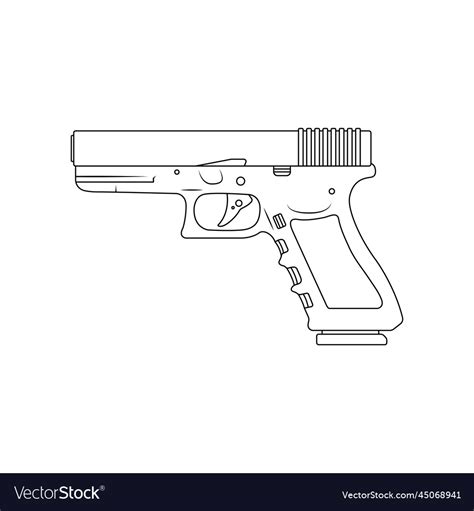 Handgun Glock Outline Icon On White Background Vector Image
