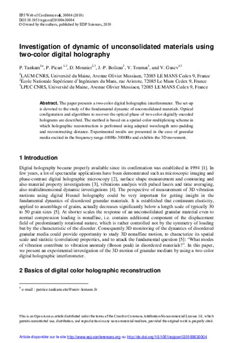 Pdf Investigation Of Dynamic Of Unconsolidated Materials Using Two