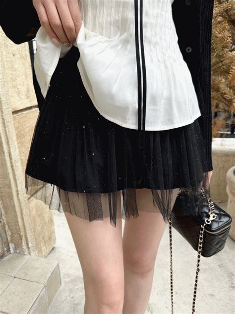 단독진행 스텔라 스커트 은은한 반짝이펄 쉬폰 발레코어 스커트 여리핏 스커트 코디대로 강추 에이블리