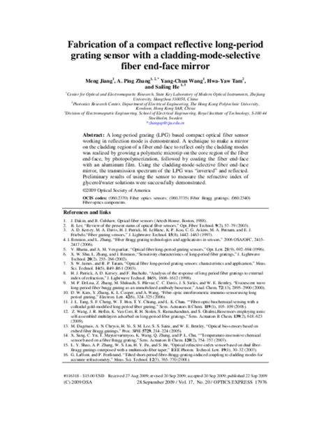 Pdf Fabrication Of A Compact Reflective Long Period Grating Sensor With A Cladding Mode