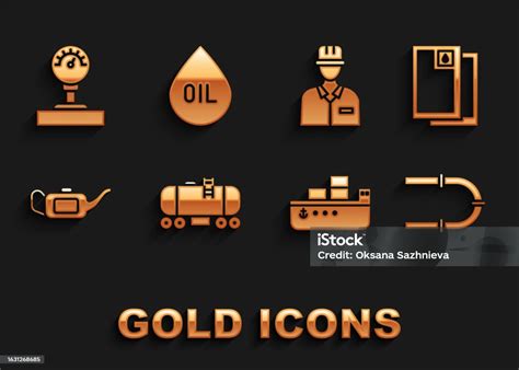 석유 철도 저수조 배럴 오일 산업 파이프 유조선 모터 용 캐니스터 오일맨 게이지 스케일 및 드롭 아이콘을 설정하십시오 벡터 가솔린에 대한 스톡 벡터 아트 및 기타 이미지