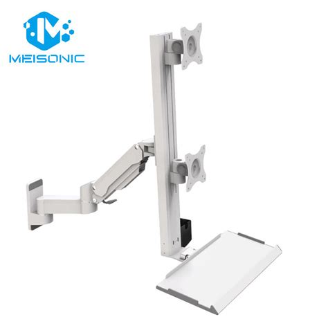 T8 Ga02kb Spb Industrial Dual Screen Mounting Bracket Two Section Gas Spring Arm Monitor