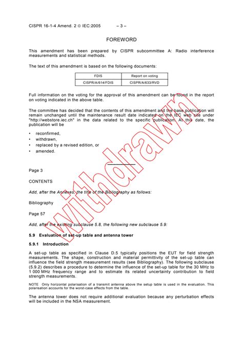 CISPR 16 1 4 2003 AMD2 2005 Amendment 2 Specification For Radio Disturbance And Immunity