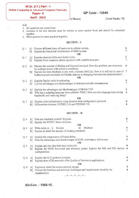 University Of Mumbai Msc It Part I Mobile Computing And Advanced