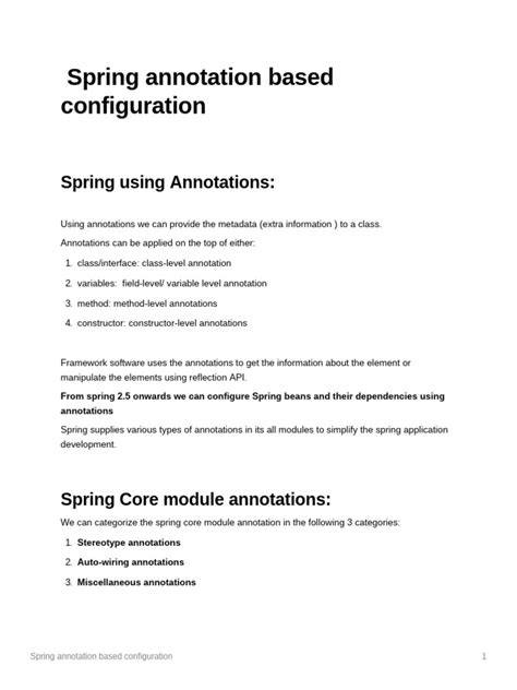 Spring Annotation Pdf Class Computer Programming Component Object Model