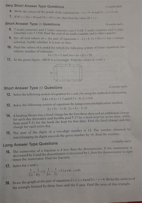 Pair Of Linear Equation In One Variable Science And Mathematics