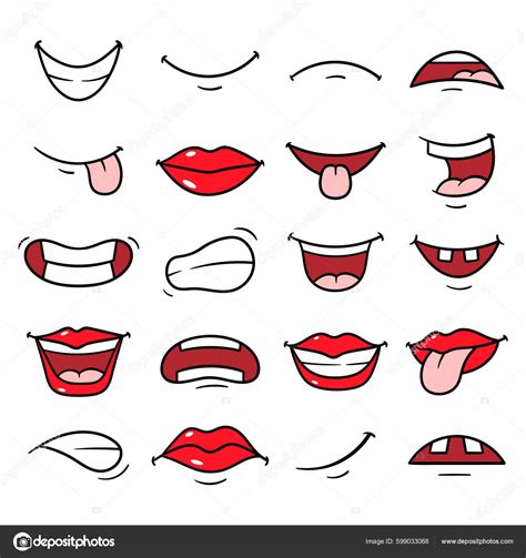 Vector Set Cartoon Mouths Stock Vector Image By ©siridhata 599033068