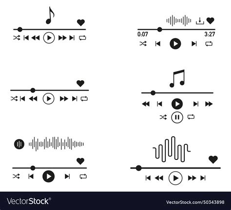 Music Player Interface Design Simple Ui Ux Vector Image