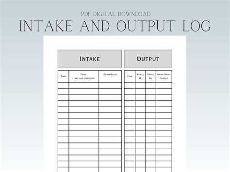 Intake And Output Digital Printable Fluid Balance Home Health Hospice Med Surg Shift