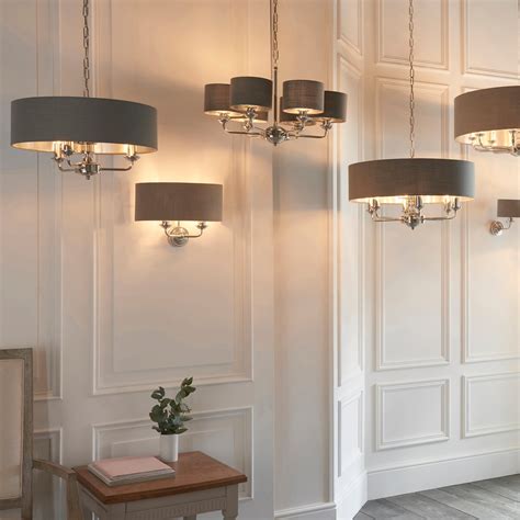Endon Highclere Wall Light Bright Nickel And Charcoal Amos Lighting Home