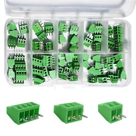 Kuosbiu 70pcs Terminal Block Connector Kit 2 54mm 0 1 Inch Pitch 2p 3p 4p Pcb Mount Screw