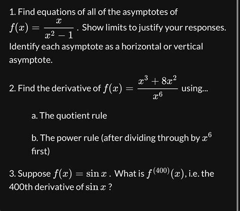 Solved Find Equations Of All Of The Asymptotes Of