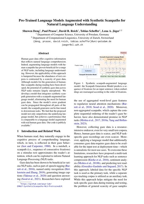 PDF Pre Trained Language Models Augmented With Synthetic Scanpaths For Natural Language