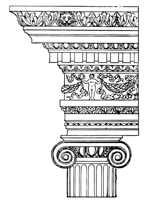 Ionic Order Classical Orders Of Classical Architecture Vintage Engraving 13512917 Vector Art
