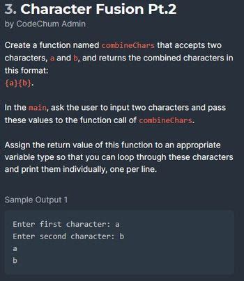 Answered Create A Function Named CombineChars That Accepts Two Characters A And B And Returns