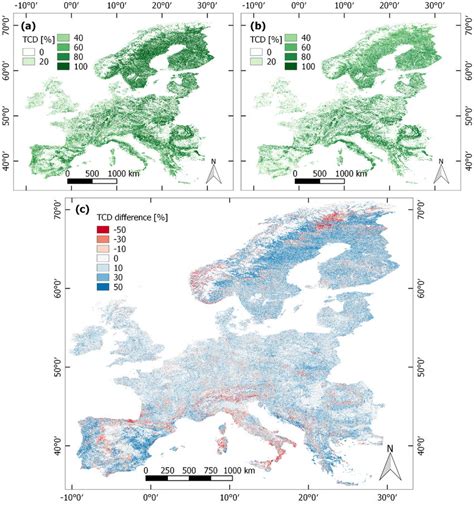 Overview Of The Tree Cover Density Tcd Maps From A Sentinel 1 B