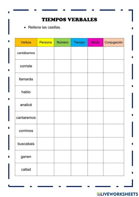 Tiempos Verbales Online Exercise For Cuarto De Primaria Artofit