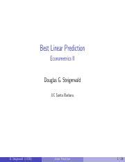 Best Linear Prediction Print Pdf Best Linear Prediction Econometrics II Douglas G