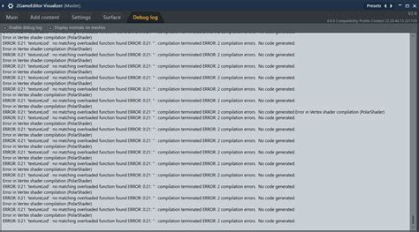 Zgameeditor Visualizer Polar Not Working And Getting An Error How Can