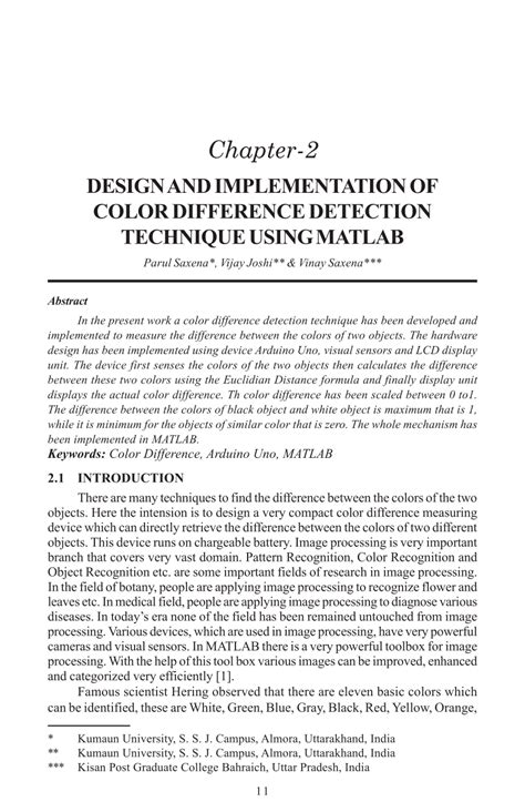 Pdf Chapter 2 Design And Implementation Of Color Difference Detection Technique Using Matlab