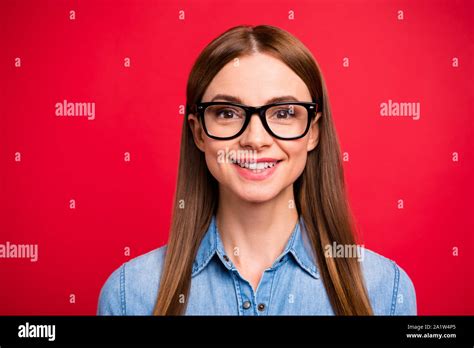 Close Up Portrait Of Nice Looking Cute Charming Adorable Magnifi Stock