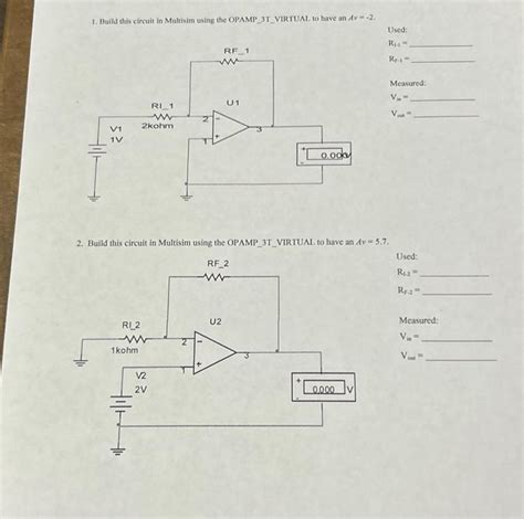 Solved 1 Build This Circuit In Multisim Using The Opamp3t