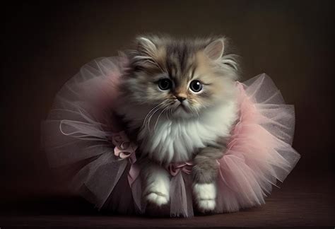 Premium Ai Image Kitten In A Tutu Ai Generated
