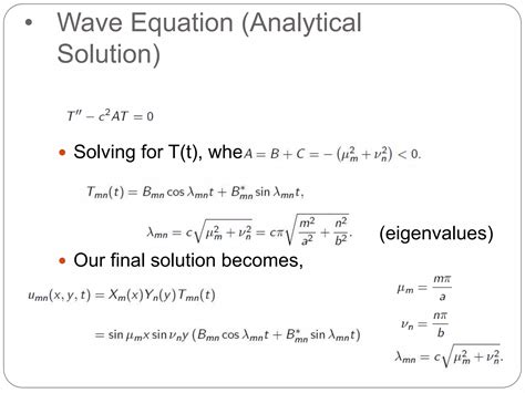 2 Dimensional Wave Equation Analytical And Numerical Solution Pptx