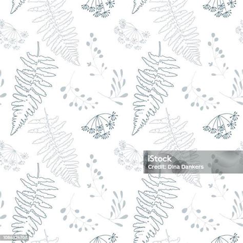 벡터 양식된 열매 고 사리 잎과 딜 꽃 식물 완벽 한 패턴입니다 0명에 대한 스톡 벡터 아트 및 기타 이미지 0명 꽃 식물 나뭇가지 Istock
