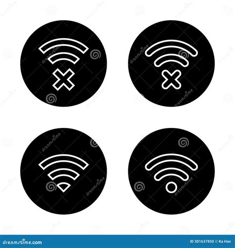 Disconnect Wifi Line Icon On Black Circle Wireless Network Vector Stock Vector Illustration
