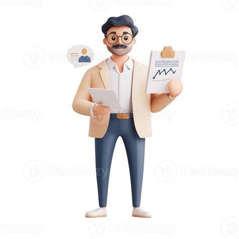Professional Man Analyzing Data With Charts And Reports In A Modern Office Setting 54129187 Png